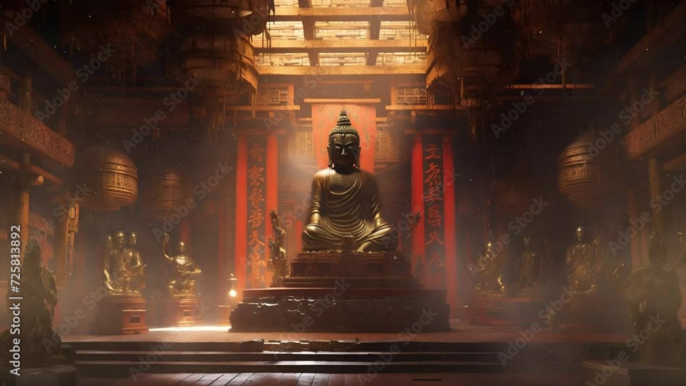 Animated Vtuber Twitch Streamer Background of a Buddha Shrine vídeo de ...