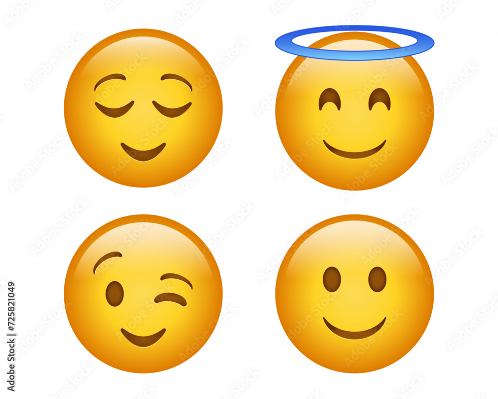Vetor de "Express emotions with our Emoji Face Set – Happy, Crying ...