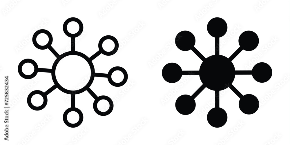 Molecule symbol Icon. Flat outlined molecular hub of dna marketing team ...