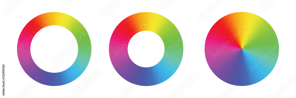 Color wheel with 12 Colors in Graduation. Color hues around a circle or ...