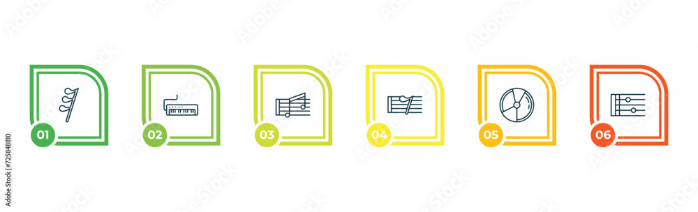 Vetor de linear icons from music and media concept. outline icons set ...