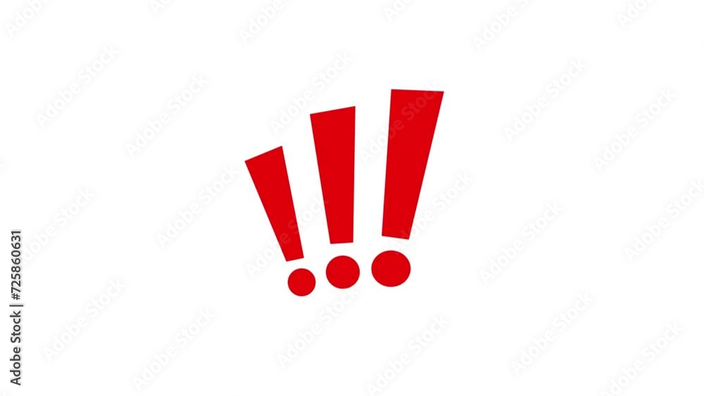 exclamation marks, stop motion animation on a white background. Comic ...