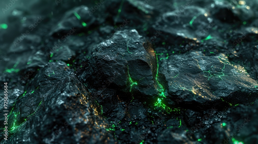 Ai Illustration of Obsidian Ash, Glowing Emerald Element, Outside ...