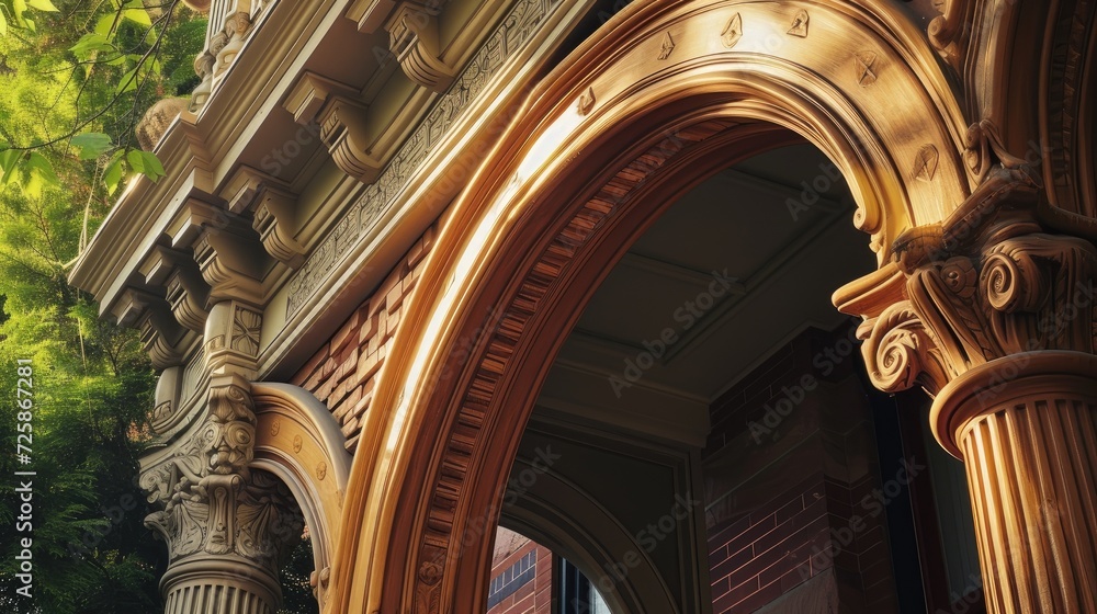 Victorian-style interior archway opening, showcasing intricate ...