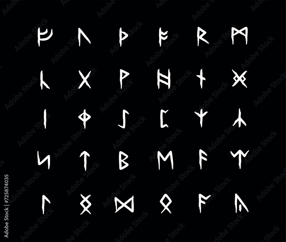 Full editable set of Runic alphabet known as Anglo-Saxon. Stock Vector ...