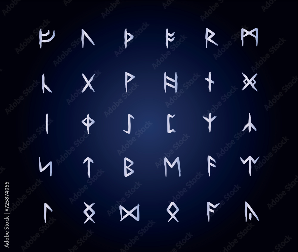 Full editable set of Runic alphabet known as Anglo-Saxon. Stock Vector ...