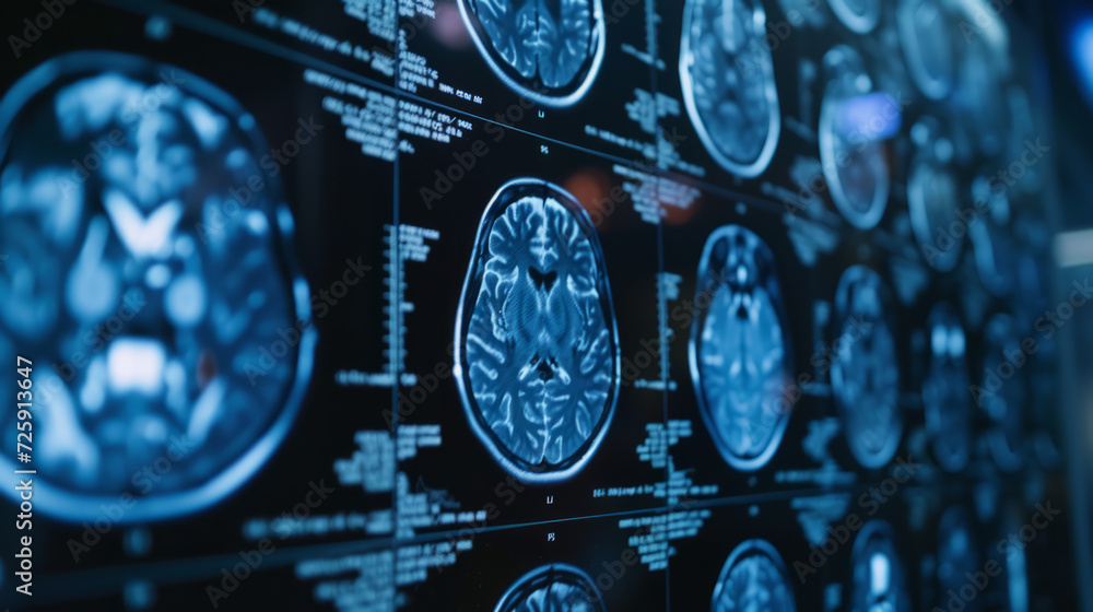 Obscured background of Brain imaging via PET scan technology. Stock ...