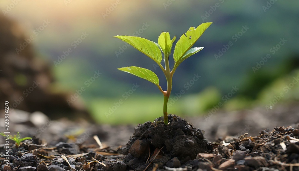 Planta nascendo brotando da terra Stock Photo | Adobe Stock