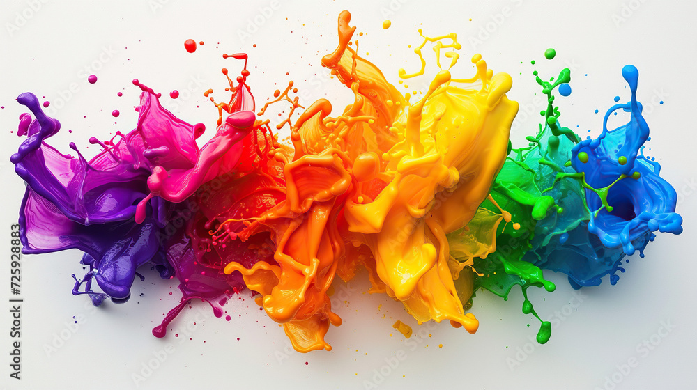 multicolor paint splashes isolated on white background, concept of ...