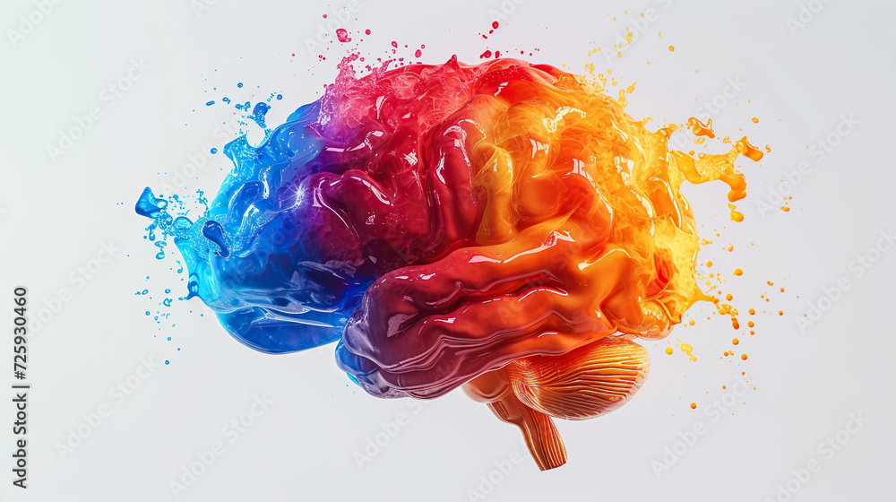 multicolor human brain illustration isolated on white background ...