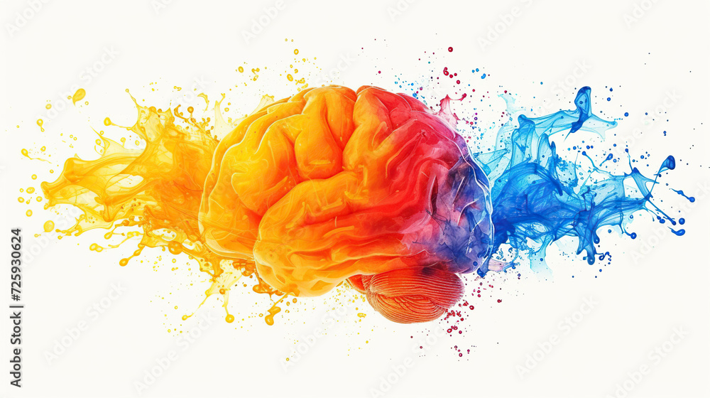 multicolor human brain illustration isolated on white background ...