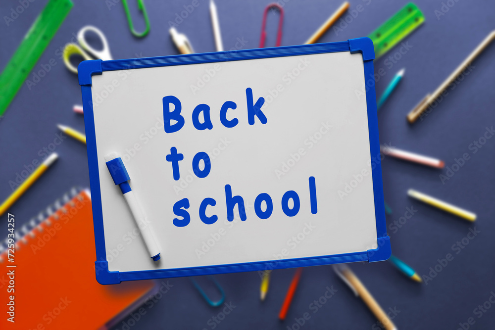 Back to School text on school white board. Concept of beginning of ...