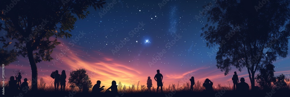 Gradients and color transitions creating a banner of a summer night sky ...