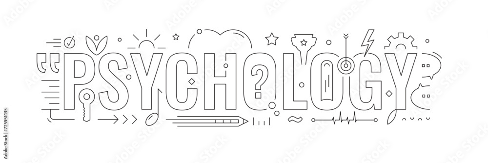 psychology and psychology symbols. psychology word technical drawing ...