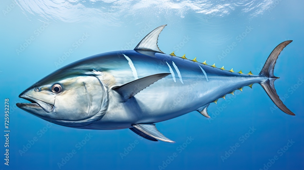 Fresh single tuna isolated closeup. Realistic illustration of tuna ...