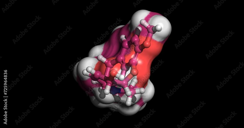 Codeine, opioid analgesic, pain reliever drug, 3D molecule spinning on ...