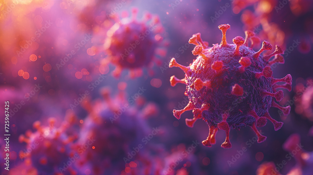 Biology-focused medical illustration of a virus, capturing the medical ...