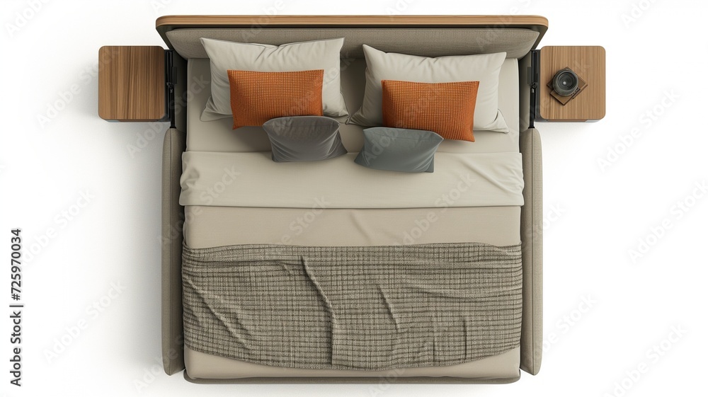 2D bed furniture on top view for architecture use. florplan concept ...