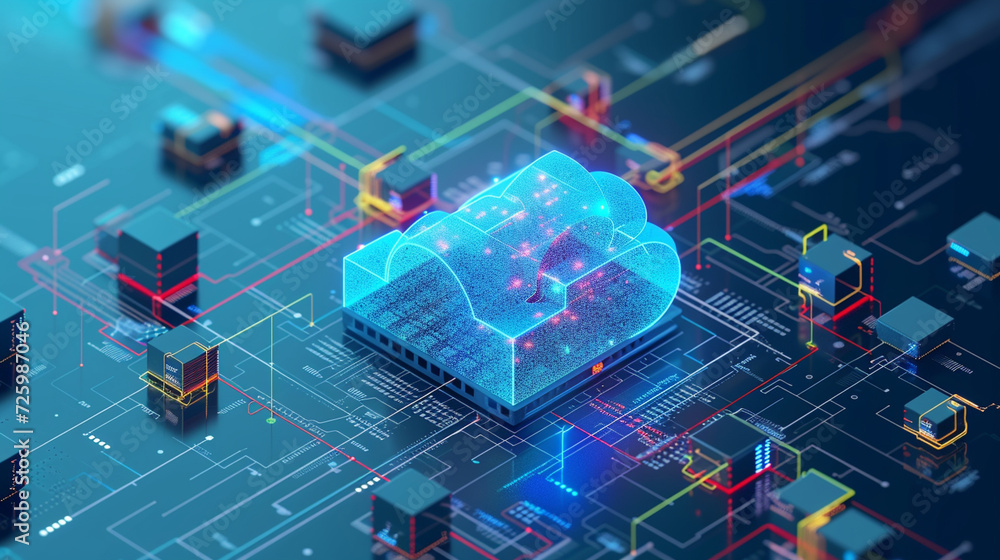 An abstract representation of a microservices architecture with various ...