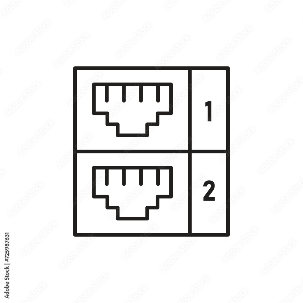 LAN network port icon design, LAN port symbol, isolated on white ...