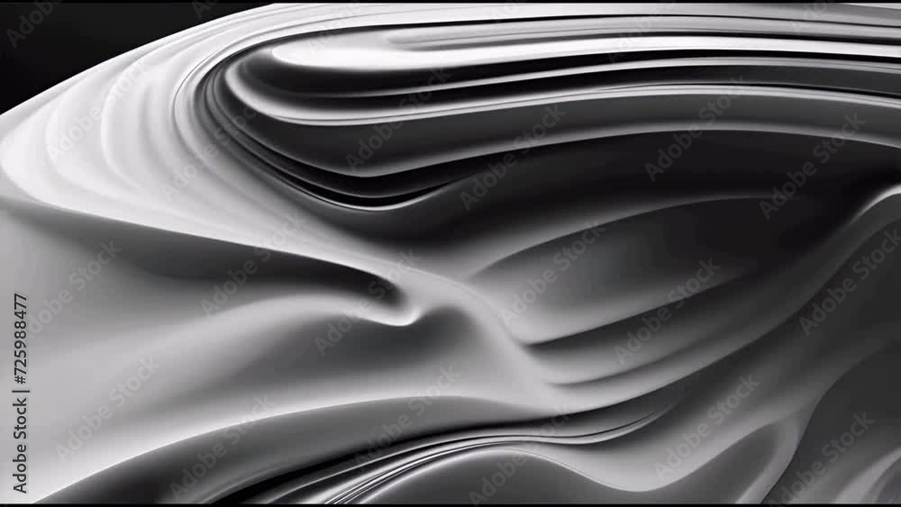 Abstract Liquid black and white texture Animated 3D waving cloth ...