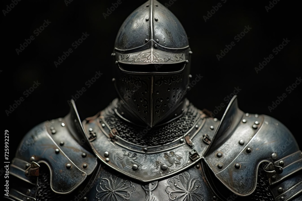 Medieval knight model in full armor Symbolizing chivalry Bravery And the romanticism of the ...