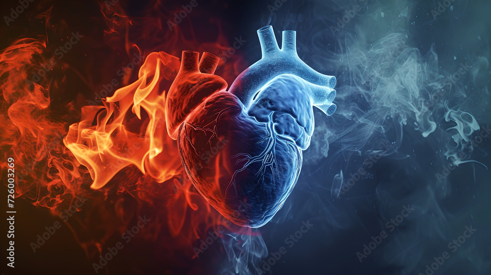 smoking hot vs colhuman heart anatomy in red and blue , smoking hot vs ...