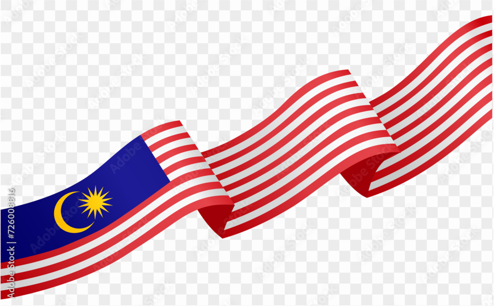 Malaysia flag wave isolated on png or transparent background. vector ...