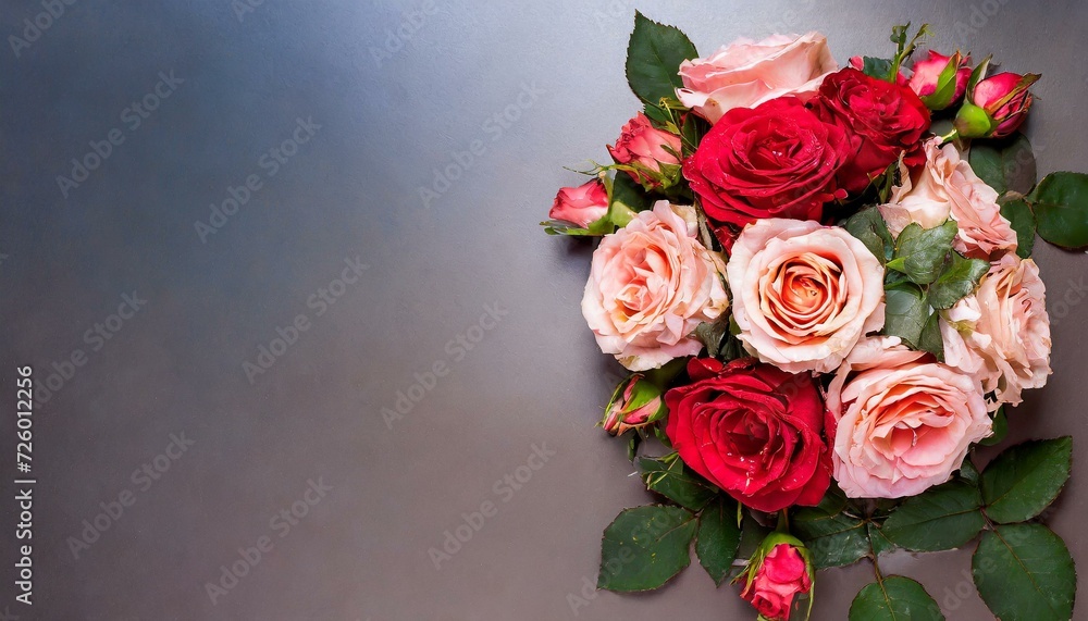 Foto de Bouquet de roses, nuances de blanc, rose et rouge, romantique ...