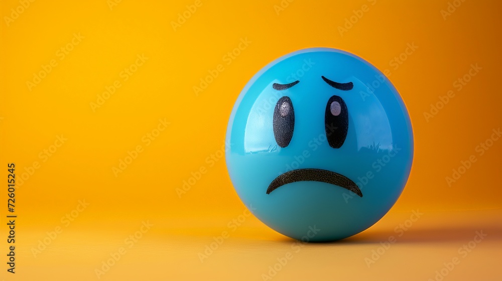 blue sad emoji face on amber background, Stock Photo | Adobe Stock