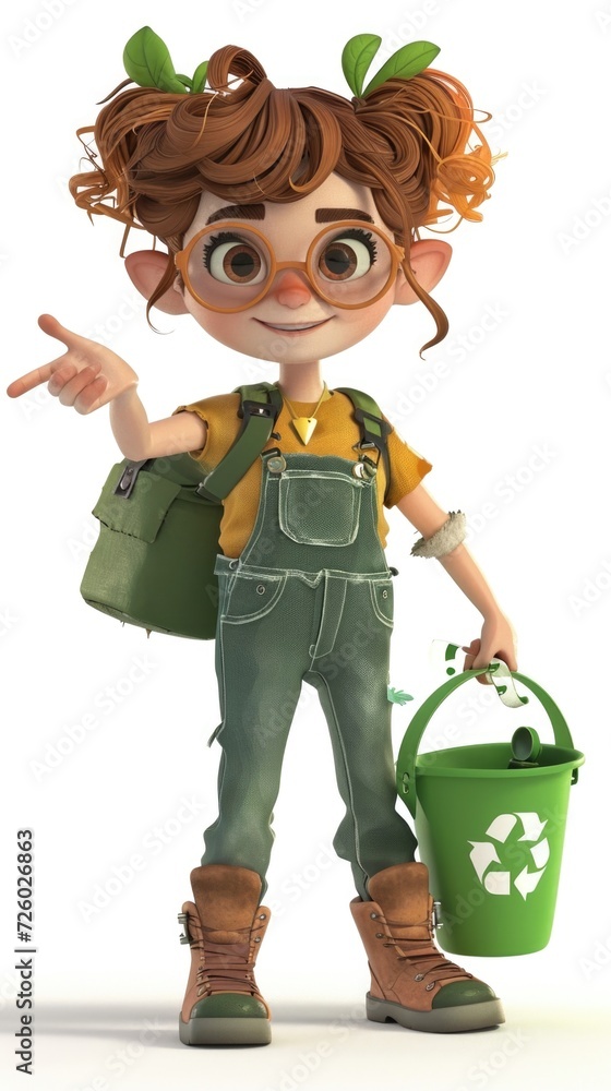 Cartoon digital avatar of Go Green Ginny Ginny is a bubbly and cheerful ...