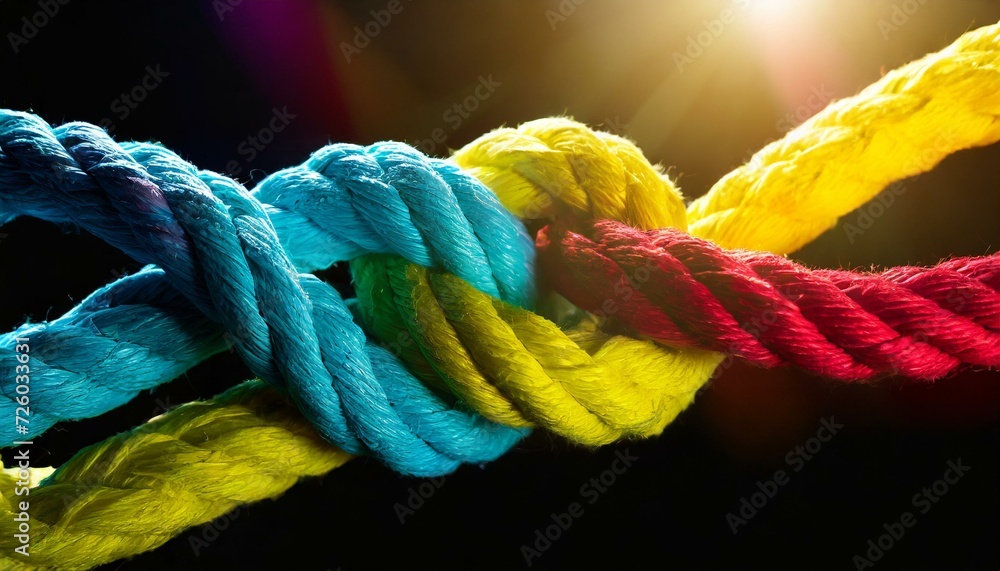 Team rope diverse strength connect partnership together teamwork unity ...