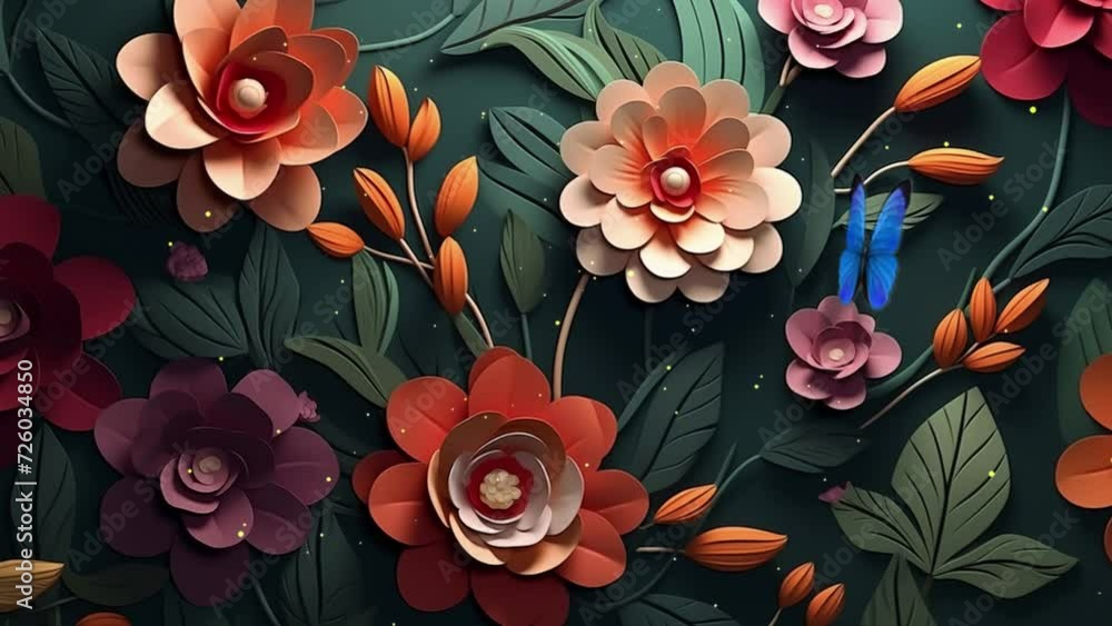 abstract botanical background animation. 3d render. seamless looping ...