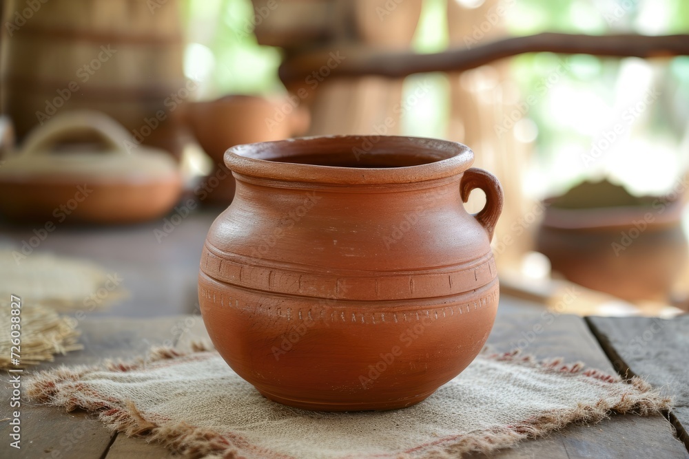 Handmade clay pot using Brazilian cassava flour known as polvilho or ...