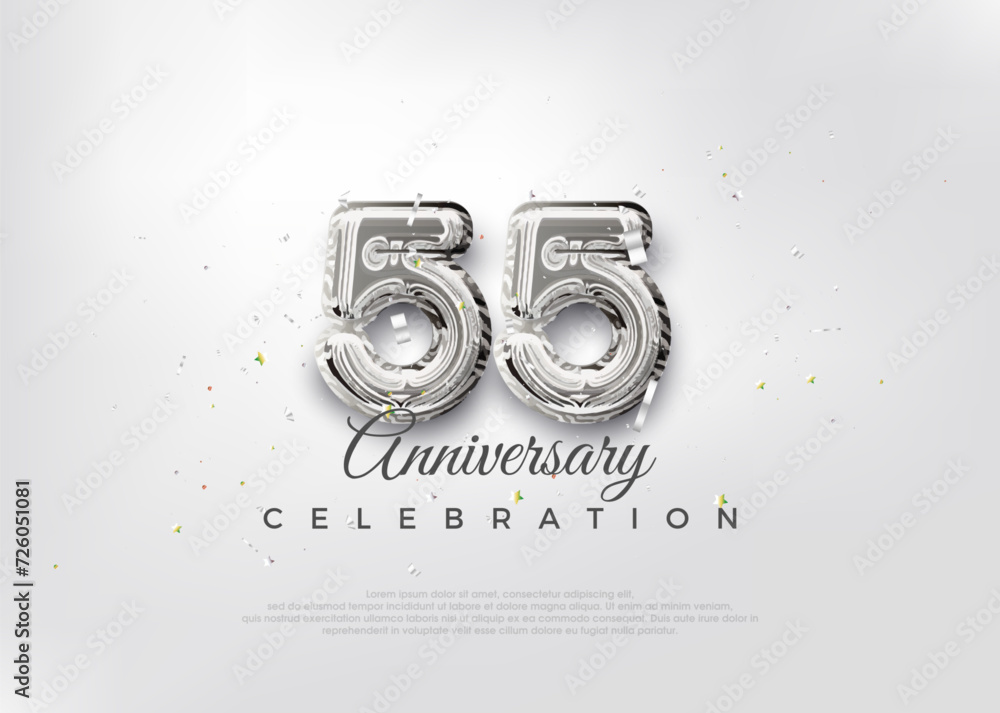 Silver balloon number. Premium vector 55th anniversary celebration ...