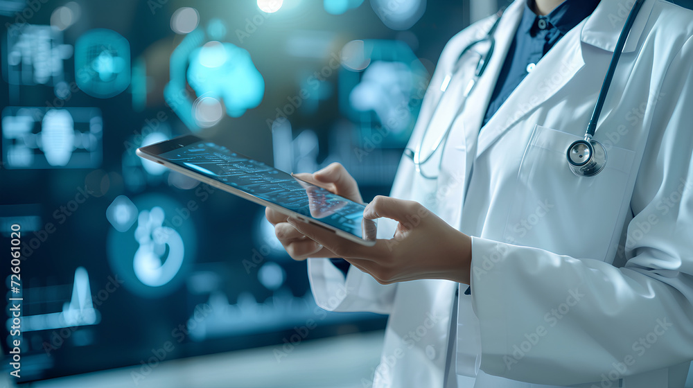 Specialist doctor checking Electronic Medical Record system for ...