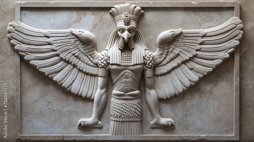 A winged serpent with a regal crown and a benevolent gaze representing ...