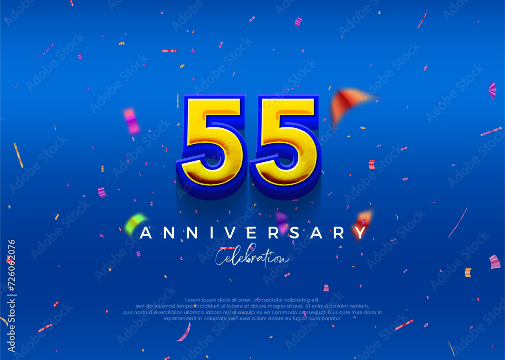 55th Anniversary, in luxurious blue. Premium vector background for ...