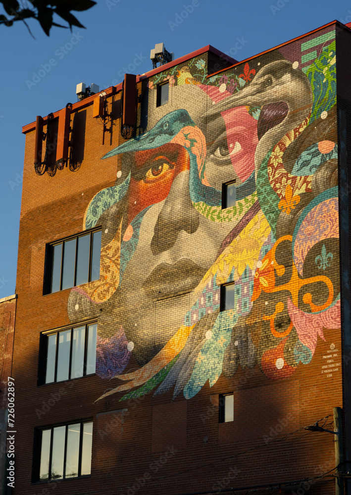 10.10.2023 Montreal, Canada. Montreal murals on the buildings. Stock ...