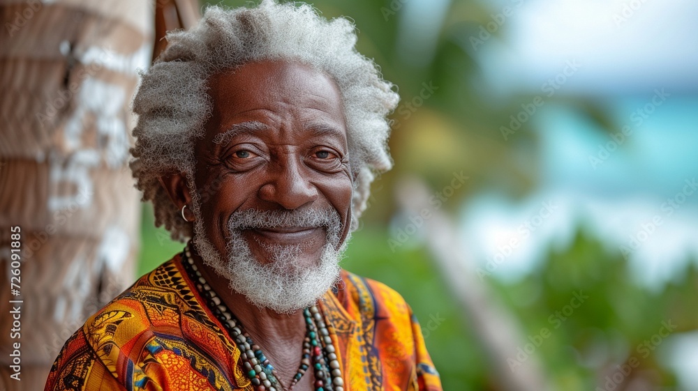 An old black man with white hair and a thick white beard is shown in ...