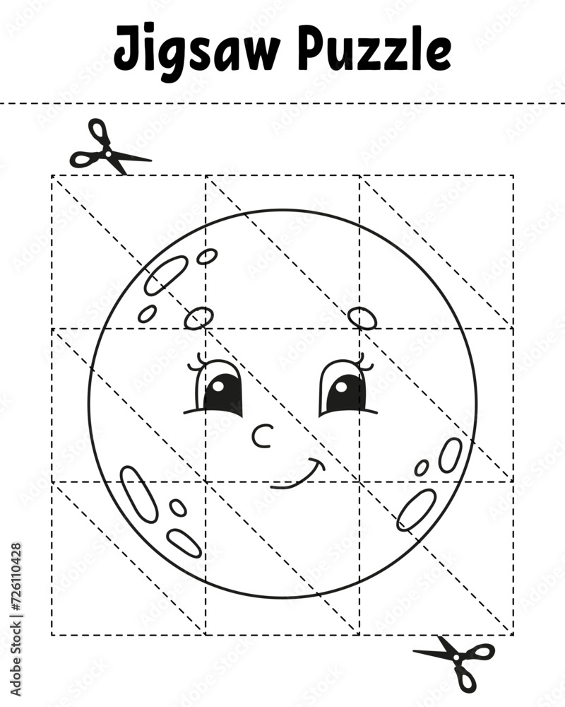 Jigsaw puzzle. Coloring page for kids. Vector illustration. Stock ...