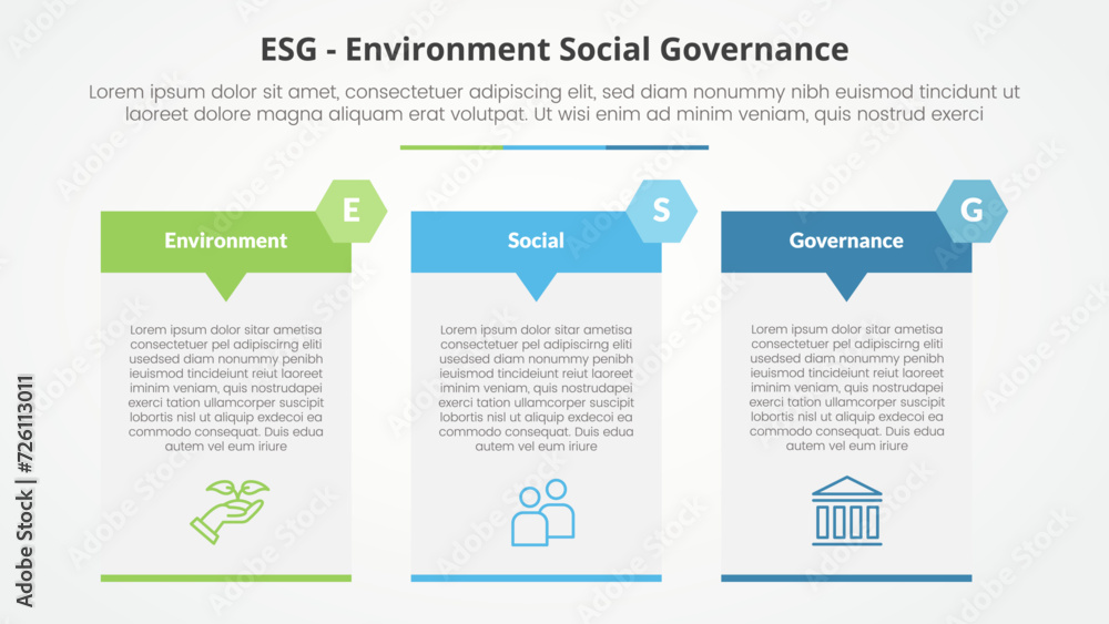 ESG frameworks infographic concept for slide presentation with big ...