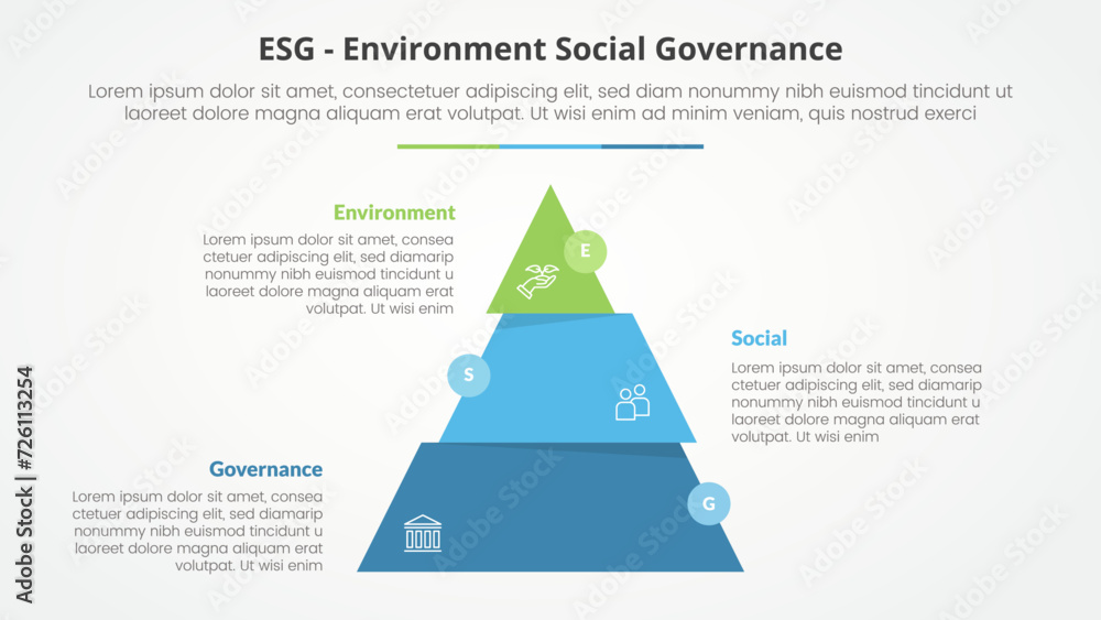 ESG frameworks infographic concept for slide presentation with pyramid ...