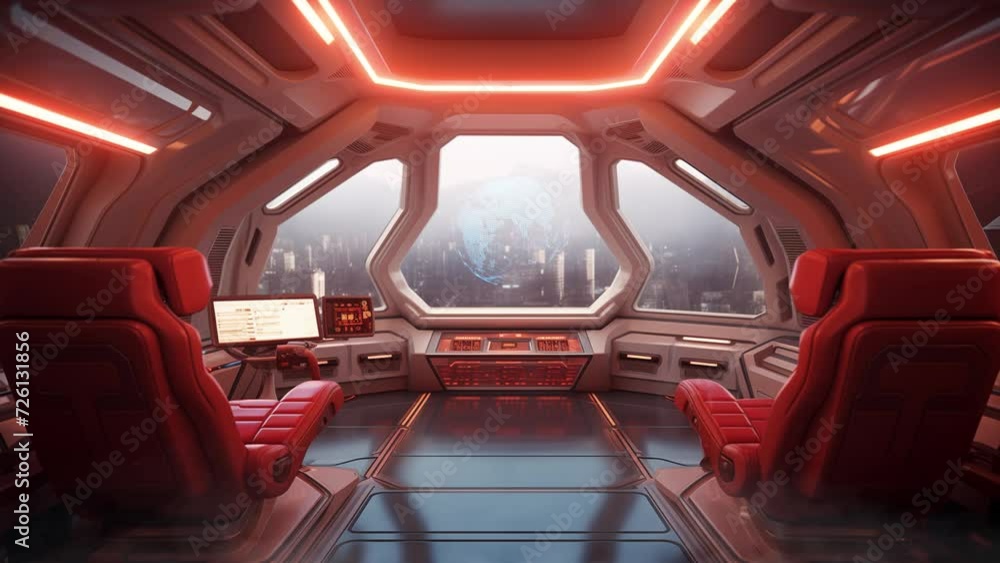 Spaceship interior center view Concept of modern interior spaceship ...