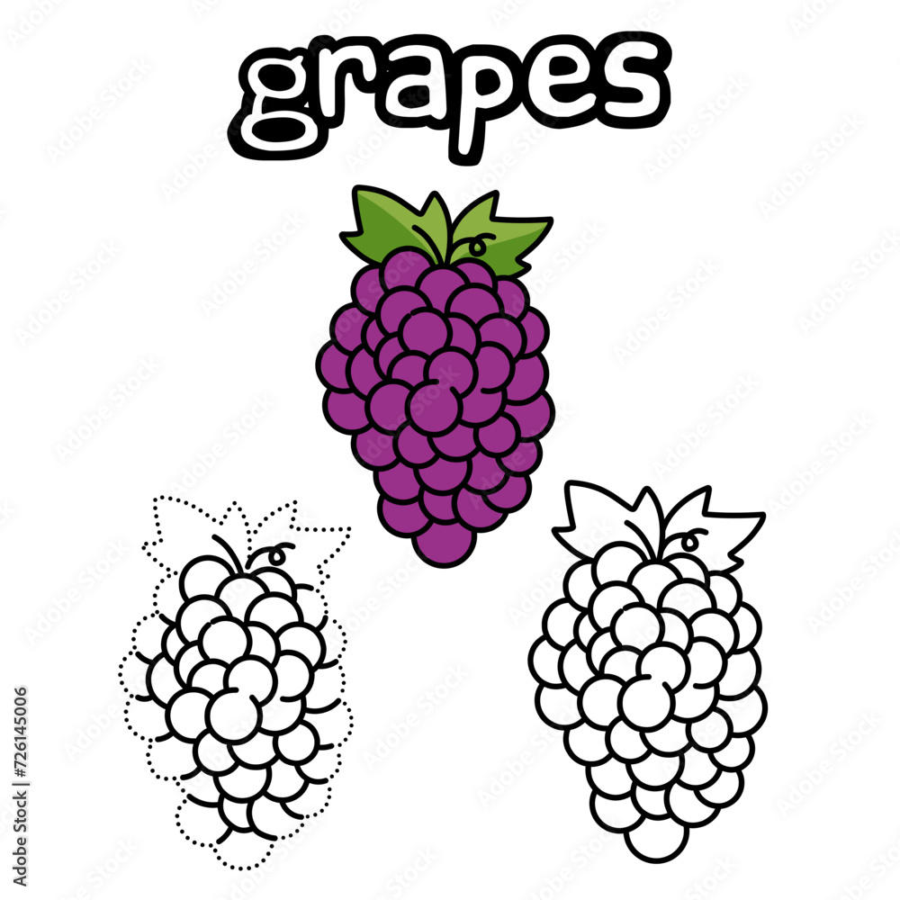 Coloring pictures of grapes and connecting the dots for kindergarten ...