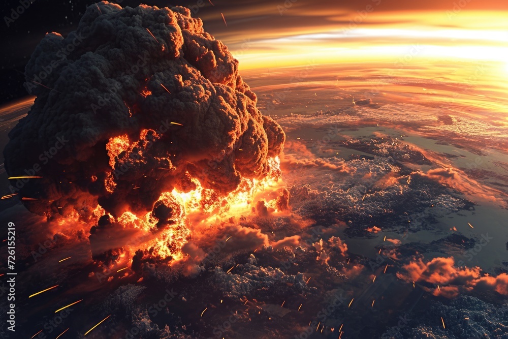 World War III: Atomic explosion and nuclear devastation. Stock Photo ...