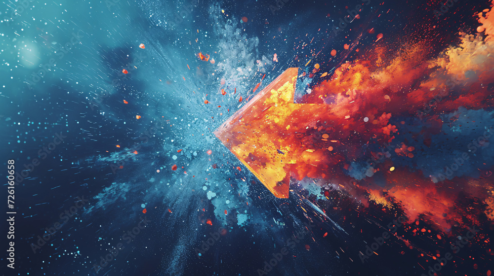 Explosive Arrow Sign Digital Illustration Depicting Power and Impact in ...