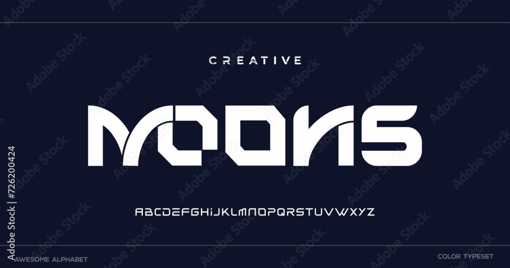 Moons abstract digital technology logo font alphabet. Minimal modern ...