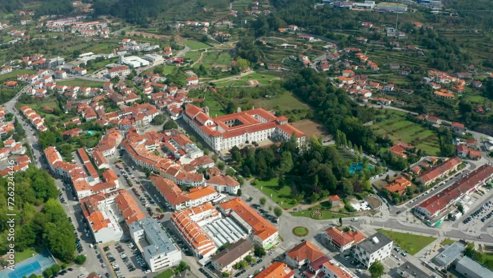 Vidéo Stock An aerial view capturing 'Santa Mafalda de Arouca Monastery ...