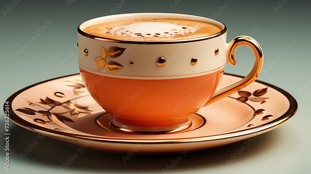 A coffee cup mockup placed on a vintage saucer, surrounded by retro ...